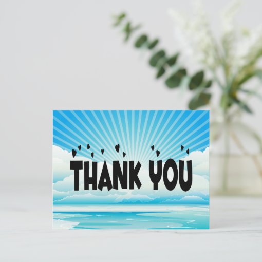 Nautical Thank You Ocean Sunrise Blue & White Postcard | Zazzle