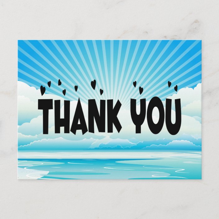 Nautical Thank You Ocean Sunrise Blue & White Postcard | Zazzle.com
