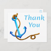 Nautical Thank You Ship Anchor Blue Turquoise Postcard | Zazzle