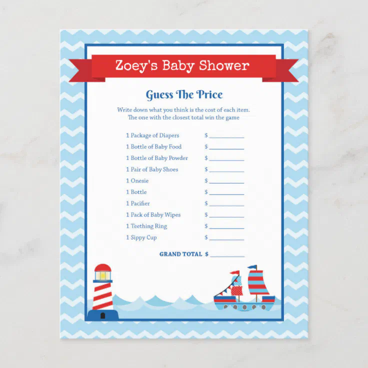 Nautical Theme Baby Shower Game | Zazzle