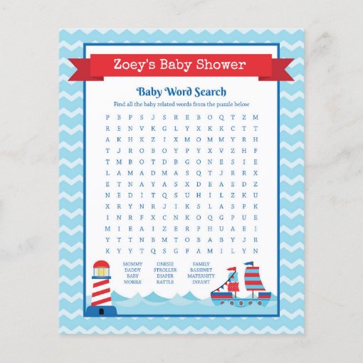 Nautical Theme Baby Shower Game | Zazzle