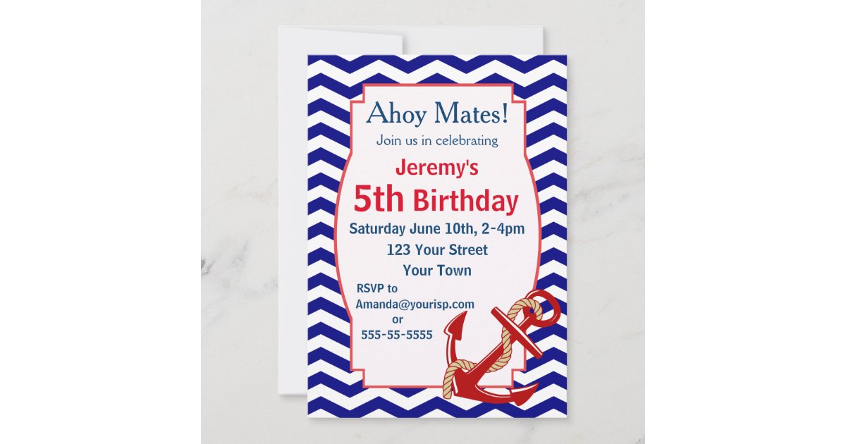Nautical Theme Birthday Party Invitation | Zazzle