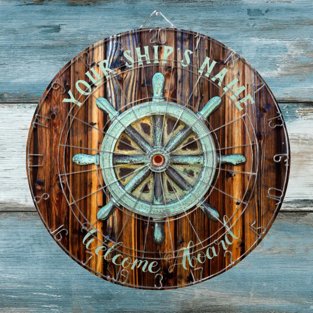 Nautical Theme Bronze Captains Wheel Dart Board | Zazzle