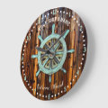 Nautical Theme Bronze Captains Wheel Large Clock | Zazzle