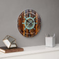 Nautical Theme Bronze Captains Wheel Large Clock | Zazzle