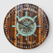 Nautical Theme Bronze Captains Wheel Large Clock | Zazzle