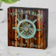 Nautical Theme Bronze Captains Wheel Wooden Box Sign | Zazzle