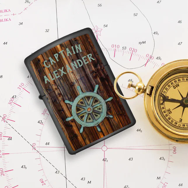 Nautical Theme Bronze Captains Wheel Zippo Lighter | Zazzle