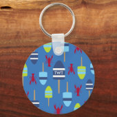 Nautical Theme Buoy and lobster monogrammed Keychain | Zazzle