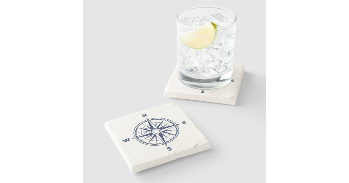 Nautical Theme Compass Stone Coaster | Zazzle