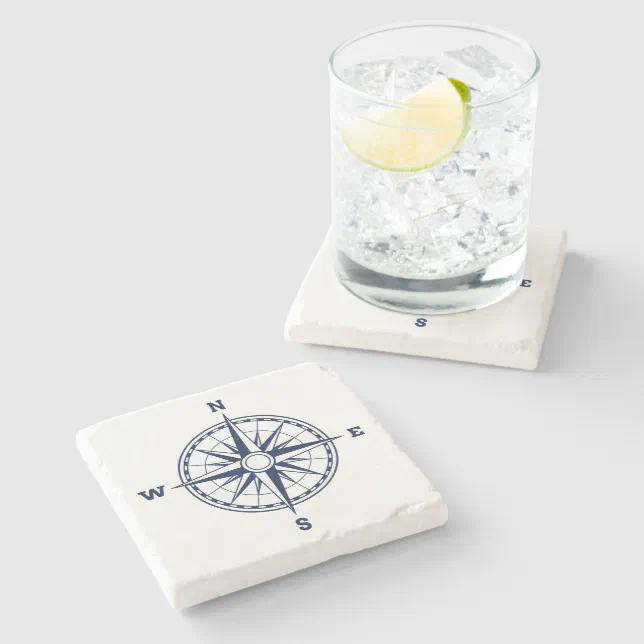 Nautical Theme Compass Stone Coaster Zazzle