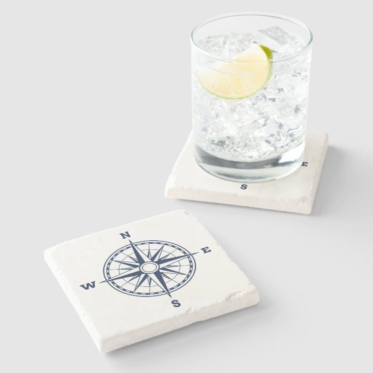 Nautical Theme Compass Stone Coaster | Zazzle