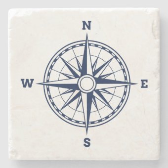 Nautical Theme Compass Stone Coaster | Zazzle