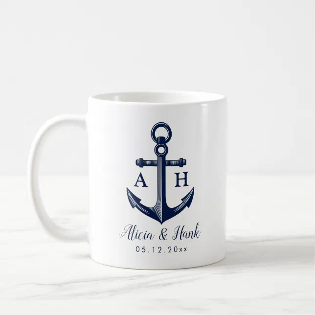 Nautical Theme Couple Monograms Coffee Mug | Zazzle