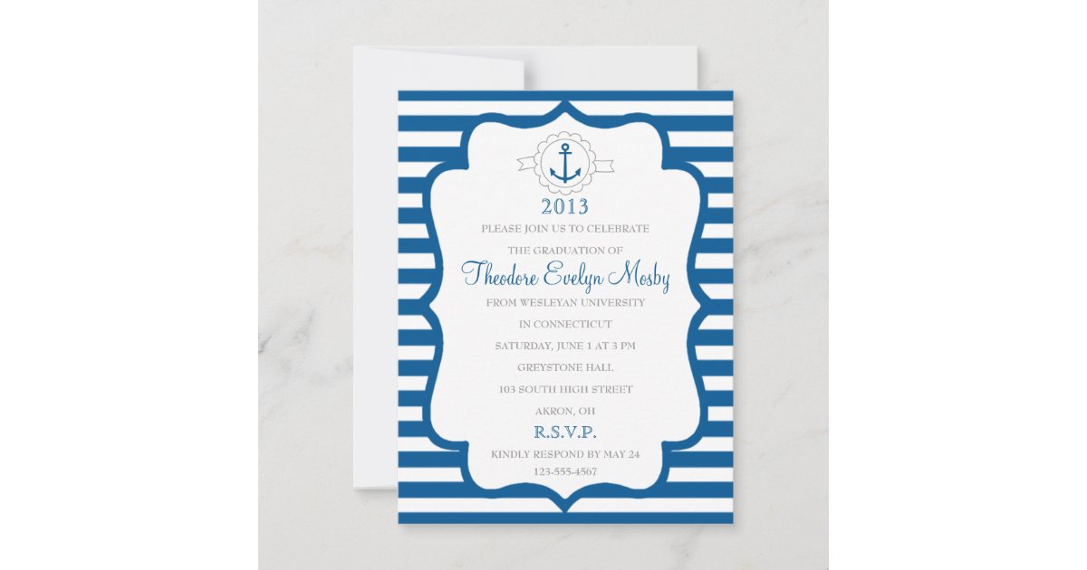 Nautical Theme Graduation Invitation | Zazzle