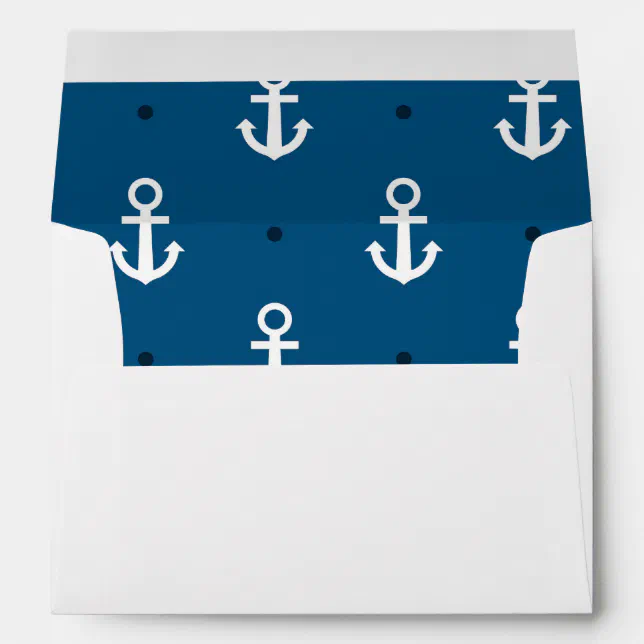 Nautical Theme Navy Blue Anchor Pattern Lined Envelope | Zazzle
