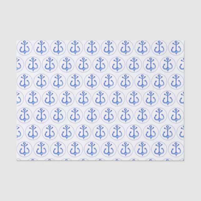 Nautical Theme | Navy Blue Anchors Tissue Paper | Zazzle