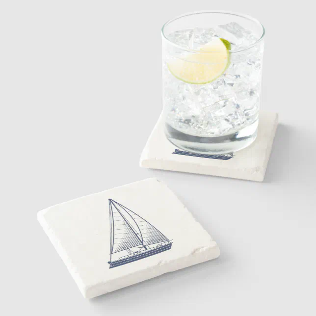 Nautical Theme Sailboat Stone Coaster | Zazzle