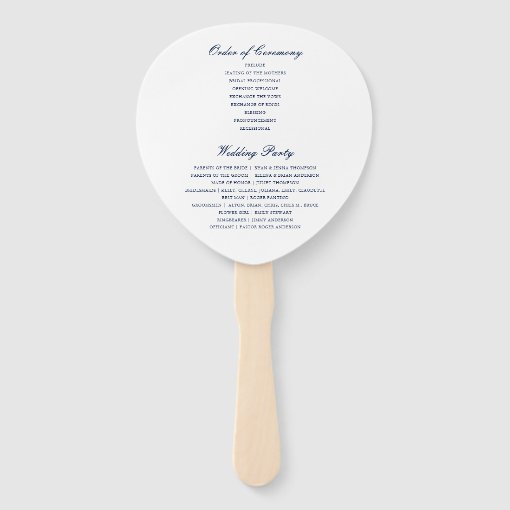 Nautical Theme Wedding Seashell Custom Navy Hand Fan | Zazzle