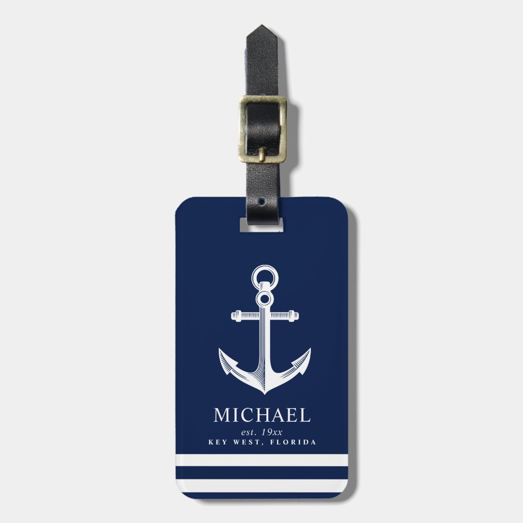 Nautical Themed Anchor | Custom Name Luggage Tag | Zazzle