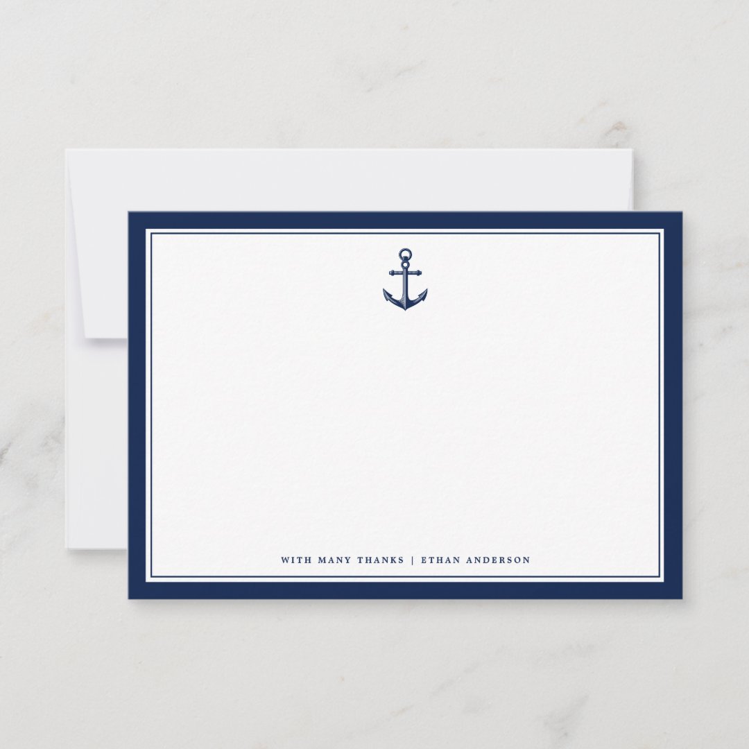 Nautical Themed Anchor | Custom Note Card | Zazzle