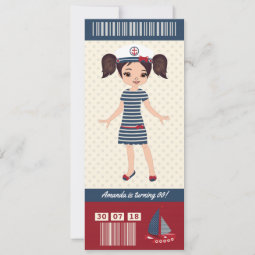 Nautical themed Birthday Party Boarding Pass photo Invitation | Zazzle