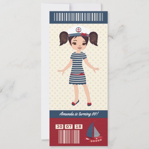 Nautical themed Birthday Party Boarding Pass photo Invitation | Zazzle