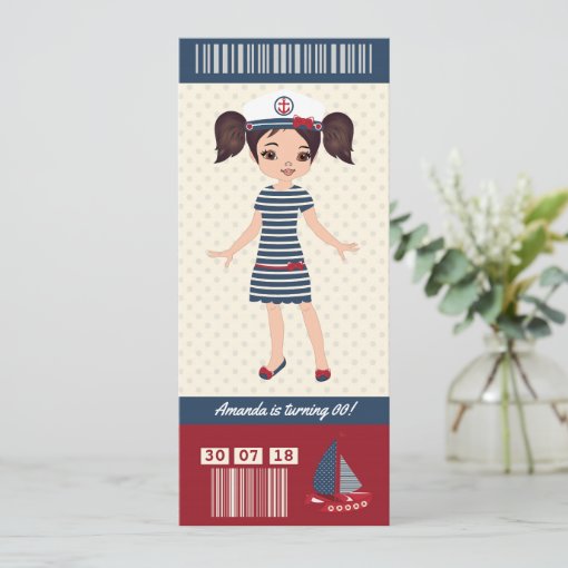 Nautical themed Birthday Party Boarding Pass photo Invitation | Zazzle