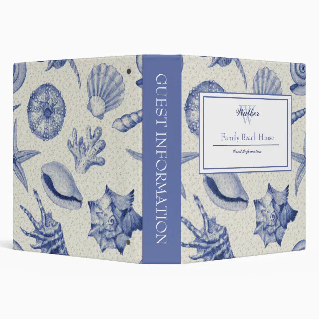 Nautical Themed Blue Seashell Custom 3 Ring Binder | Zazzle