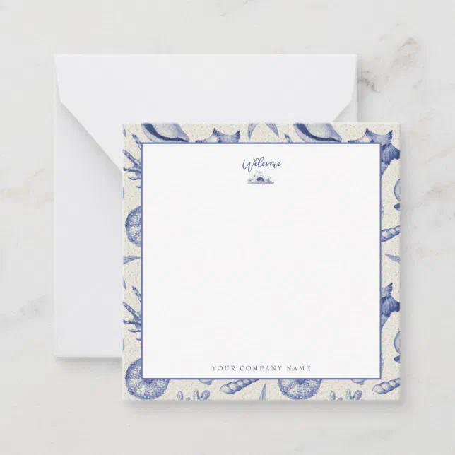 Nautical Themed Blue Seashell Custom Note Card | Zazzle