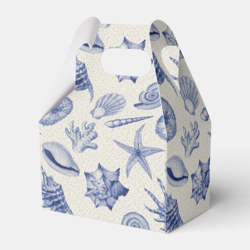 Nautical Themed Blue Seashell Favor Boxes | Zazzle