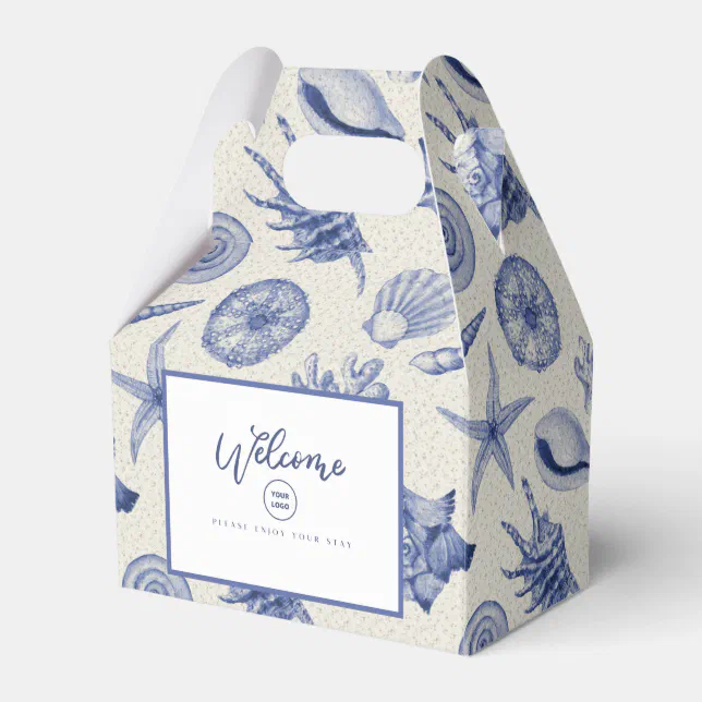 Nautical Themed Blue Seashell Favor Boxes | Zazzle