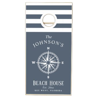 Nautical Themed Compass Rose Beach House Slate Cornhole Set | Zazzle