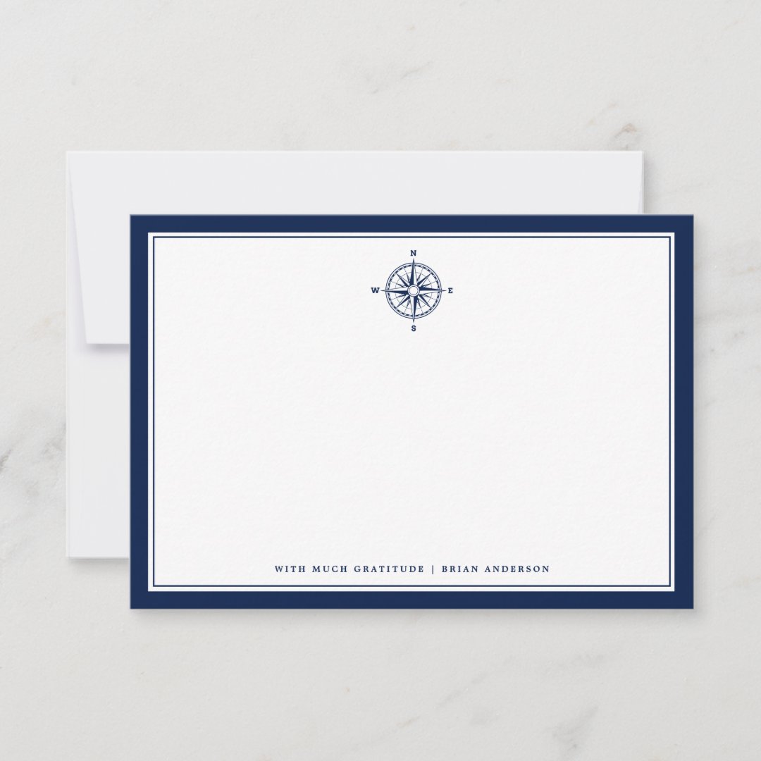 Nautical Themed | Compass Rose Custom NoteCard | Zazzle