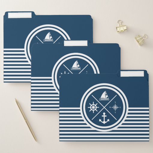 Nautical themed design file folder | Zazzle