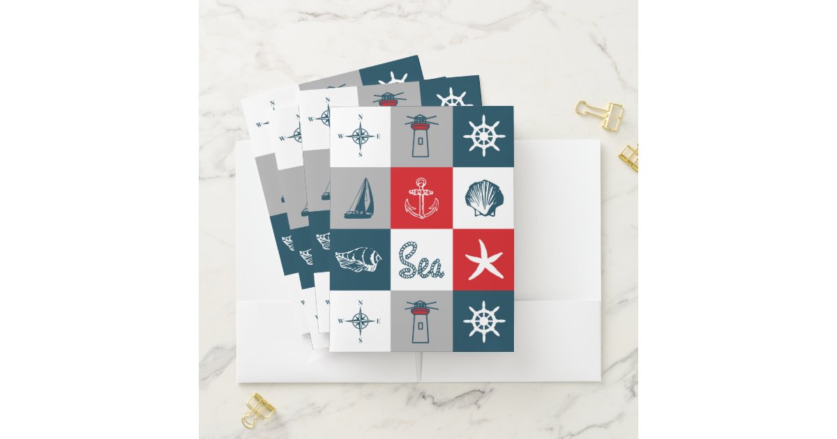 Nautical themed design pocket folder | Zazzle