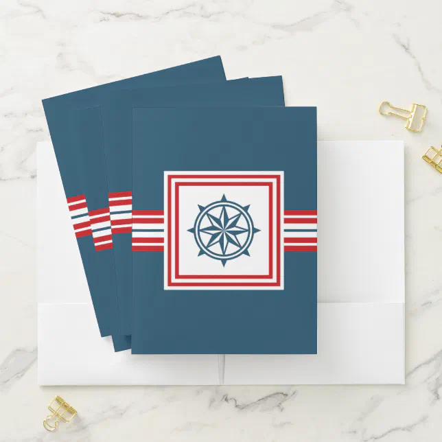 Nautical themed design pocket folder | Zazzle