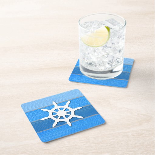 Nautical themed design square paper coaster | Zazzle