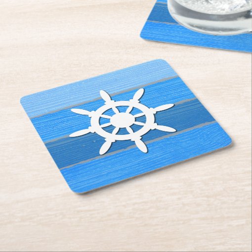 Nautical themed design square paper coaster | Zazzle