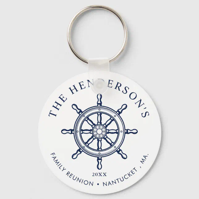 Nautical Themed Family Reunion Ship Wheel Keychain | Zazzle