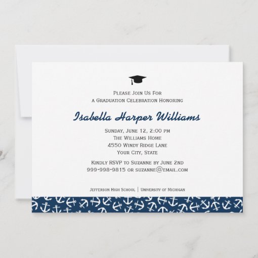 Nautical Themed Graduation Party 2 Photos Grad Invitation | Zazzle