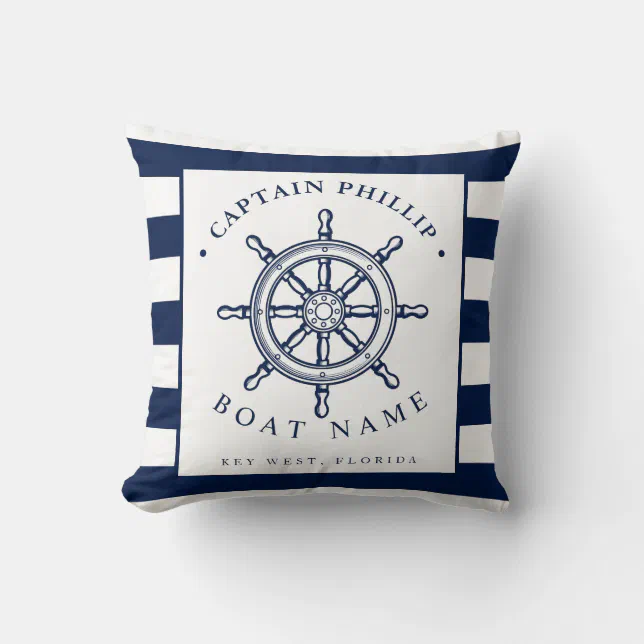 Nautical Themed Sailboat Captain Throw Pillow | Zazzle