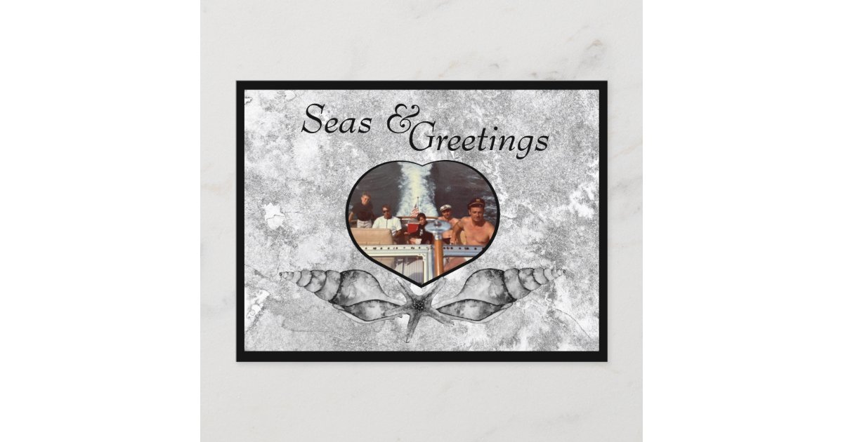 Nautical-themed Seas & Greetings Holiday Postcard | Zazzle