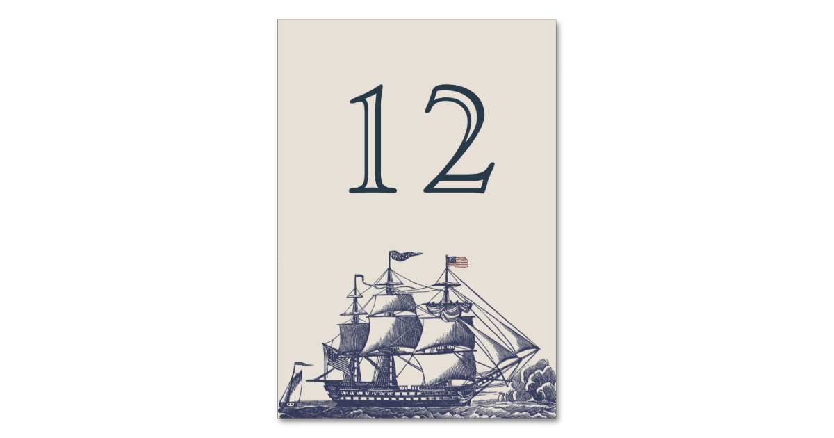 Nautical Themed Wedding Table Number Card | Zazzle