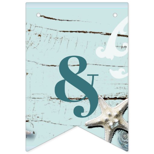 nautical tropical aqua blue seashell beach wedding bunting flags | Zazzle