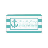 Nautical Turquoise Stripe Anchor Wedding Labels | Zazzle