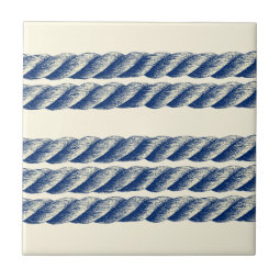 Nautical Twisted Sisal Rope Stripes Pattern Ceramic Tile | Zazzle