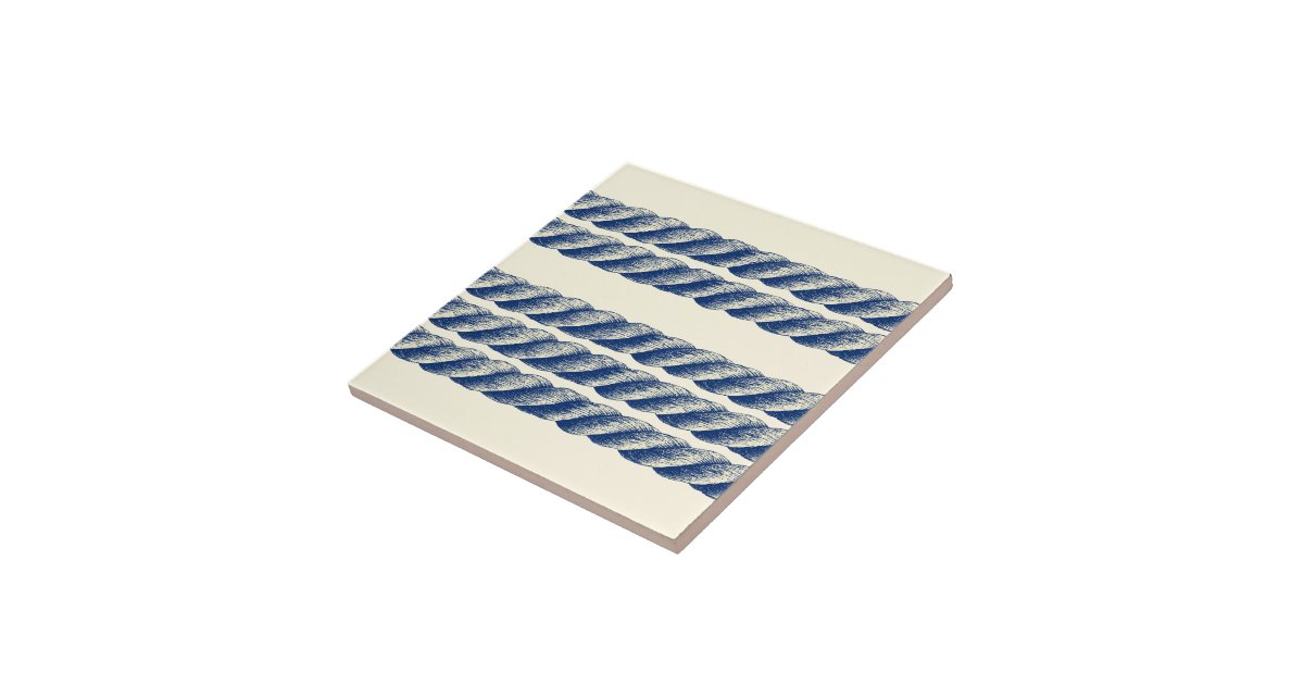 Nautical Twisted Sisal Rope Stripes Pattern Ceramic Tile | Zazzle