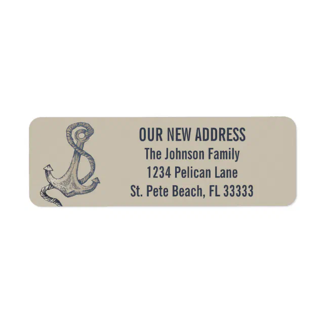 Nautical Vintage Anchor New Home Return Address Label | Zazzle