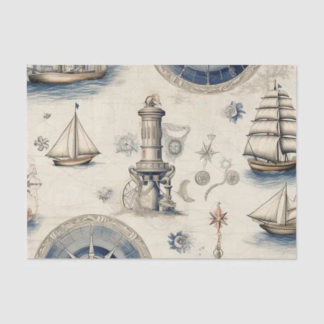 Nautical Vintage Decoupage Ephemera Tissue Paper | Zazzle